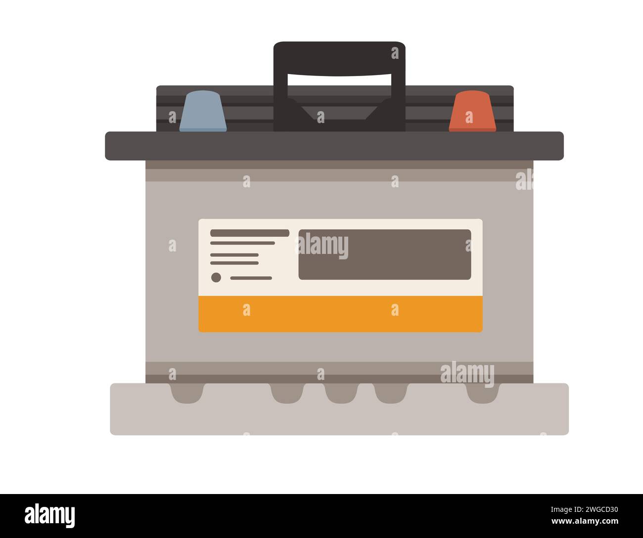 Car battery with positive and negative terminals blank label vector ...