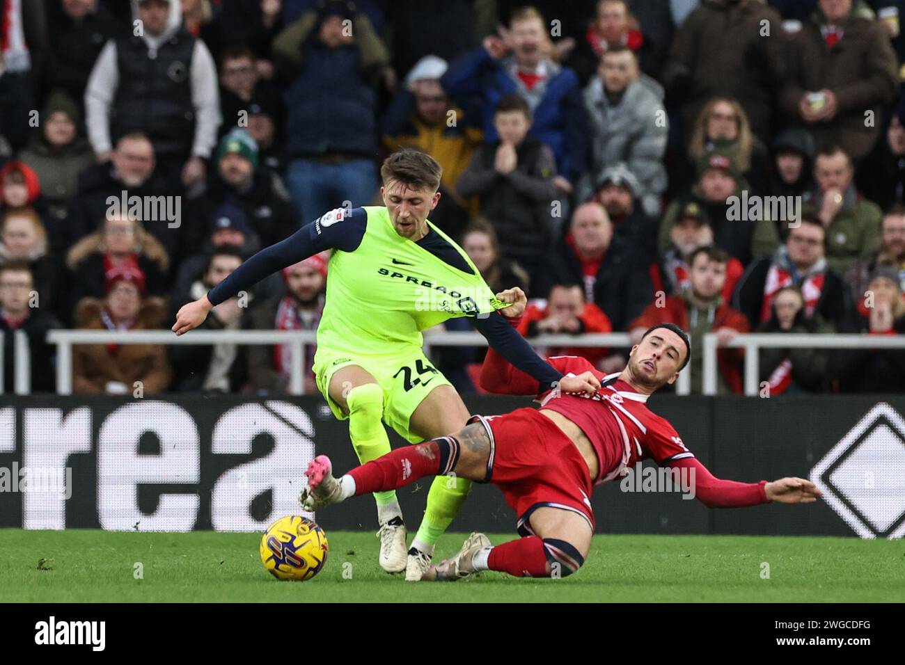 Dan Neil of Sunderland fouls Sam Greenwood of Middlesbrough during the ...