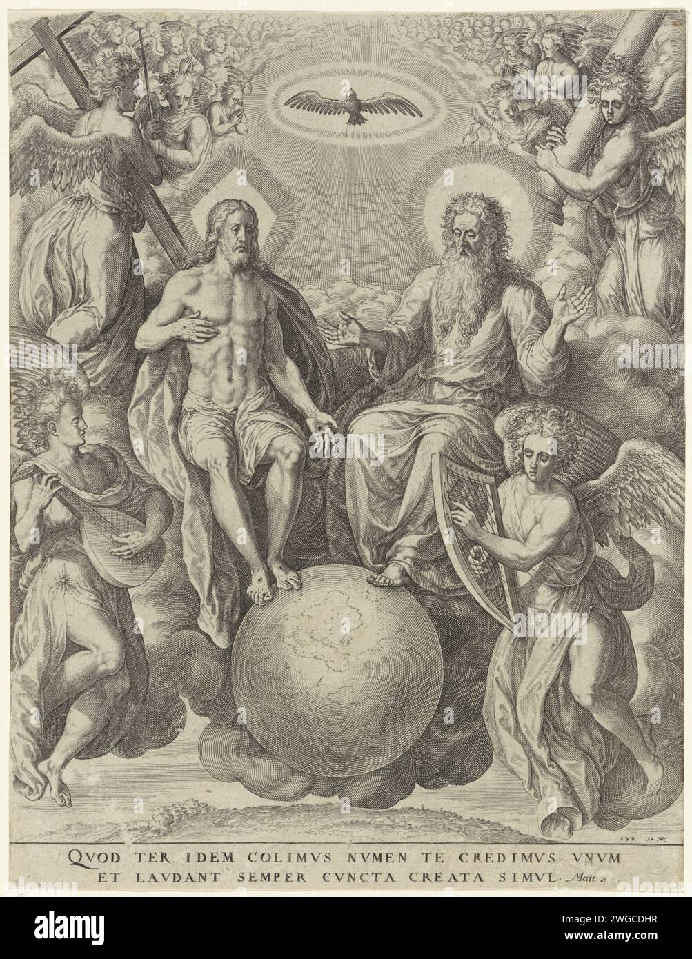 Holy Trinity, Hieronymus Wierix, After Chrispijn van den Broeck, 1563 - Before 1619 print In ...
