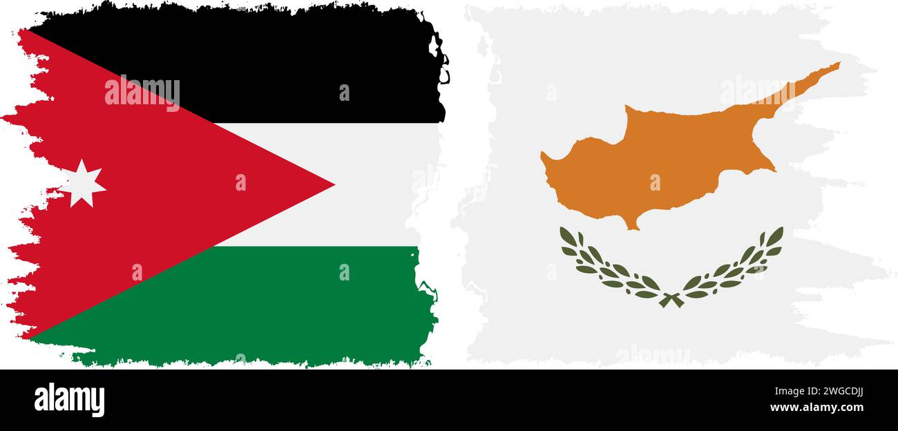 Cyprus and Jordan grunge flags connection, vector Stock Vector Image ...