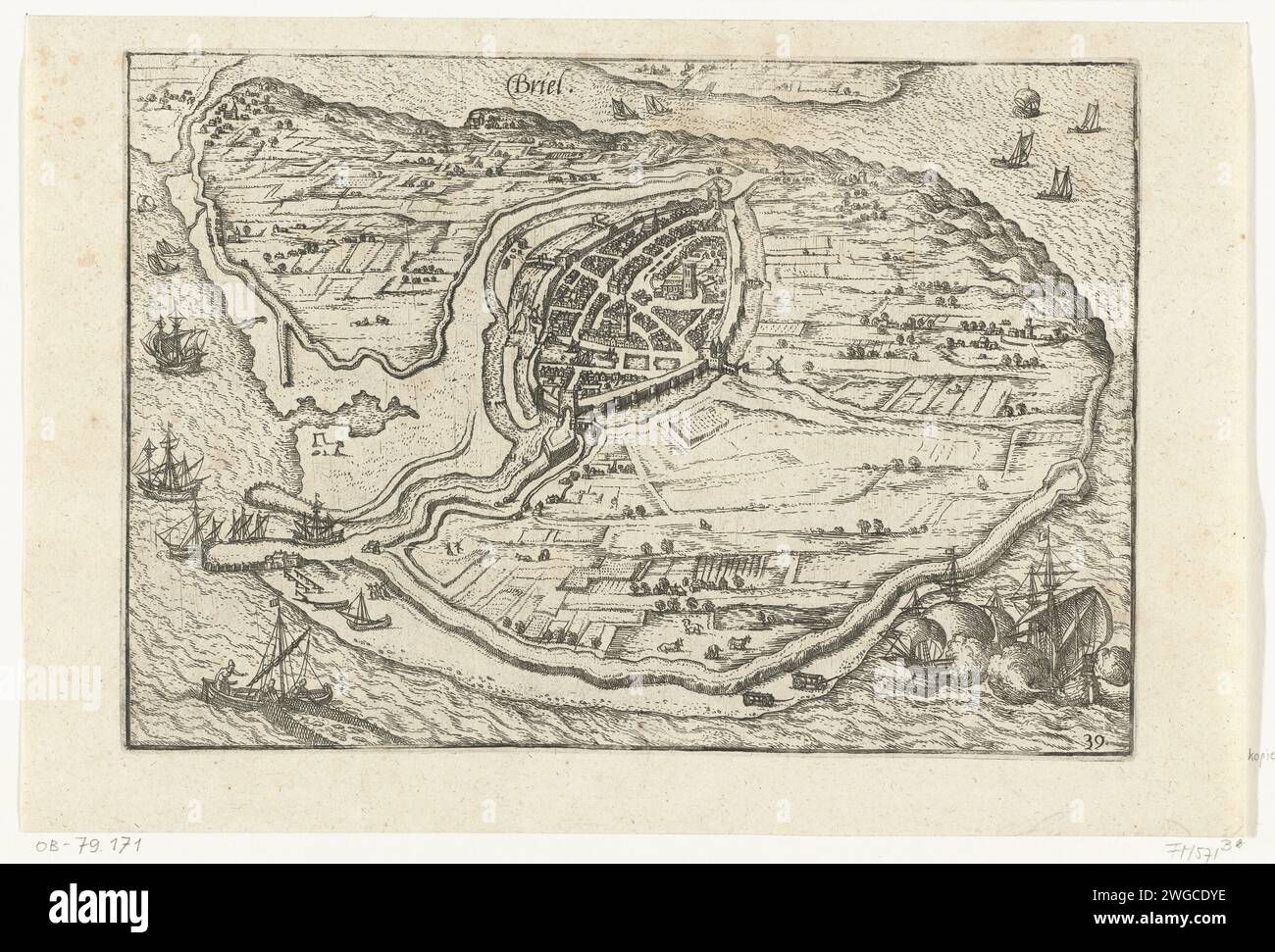 Map of Den Briel, 1572, 1580 - 1582 print Map van den Briel, taken by ...