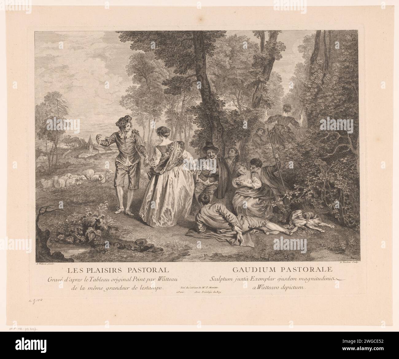 Landscape with gallant company and shepherds, Nicolas Henri Tardieu ...