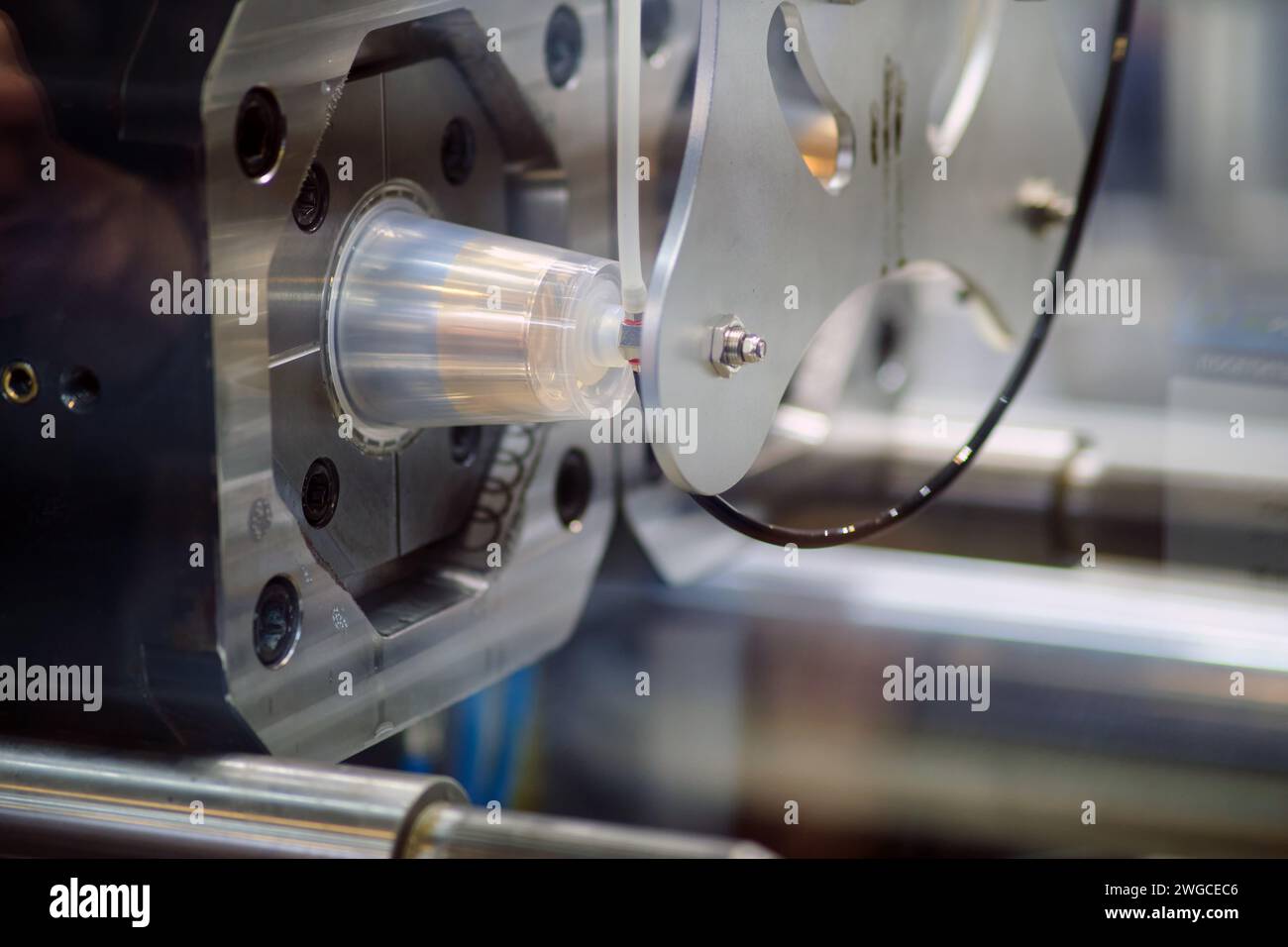 The process of manufacturing plastic products in automated production ...