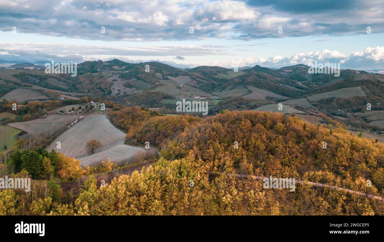 A breathtaking vista showcasing majestic mountains and lush trees in a ...