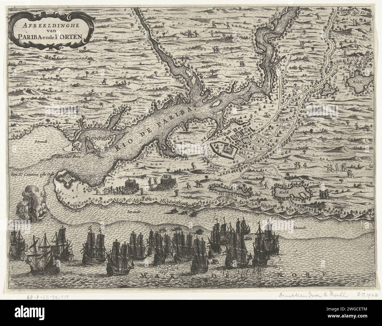 Forts at the mouth of the Rio Paraiba in Brazil conquered by Admiral ...