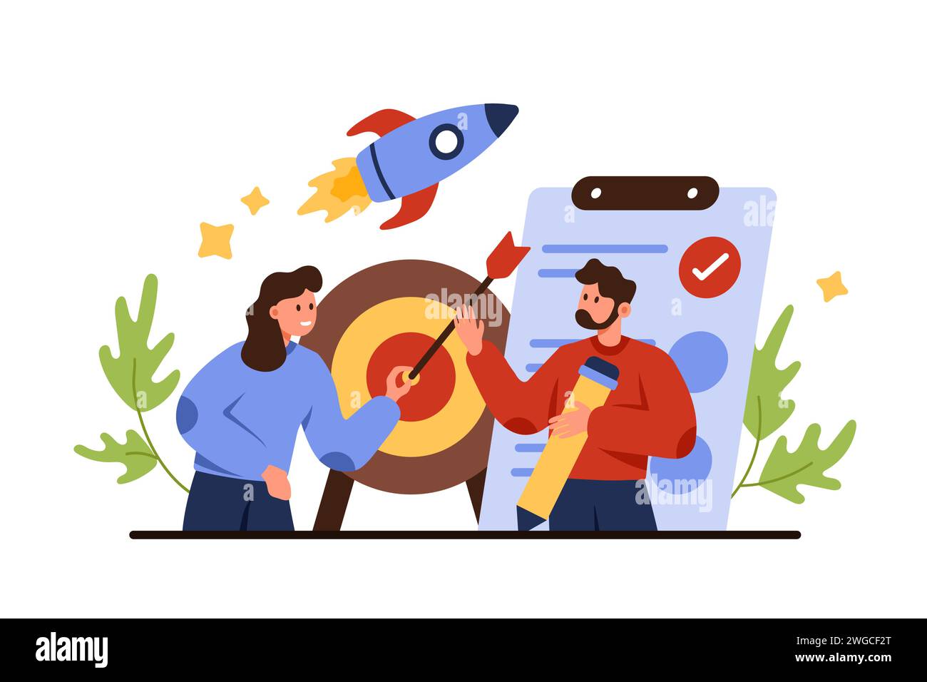 Business project success closure. Tiny people team closing startup with ...