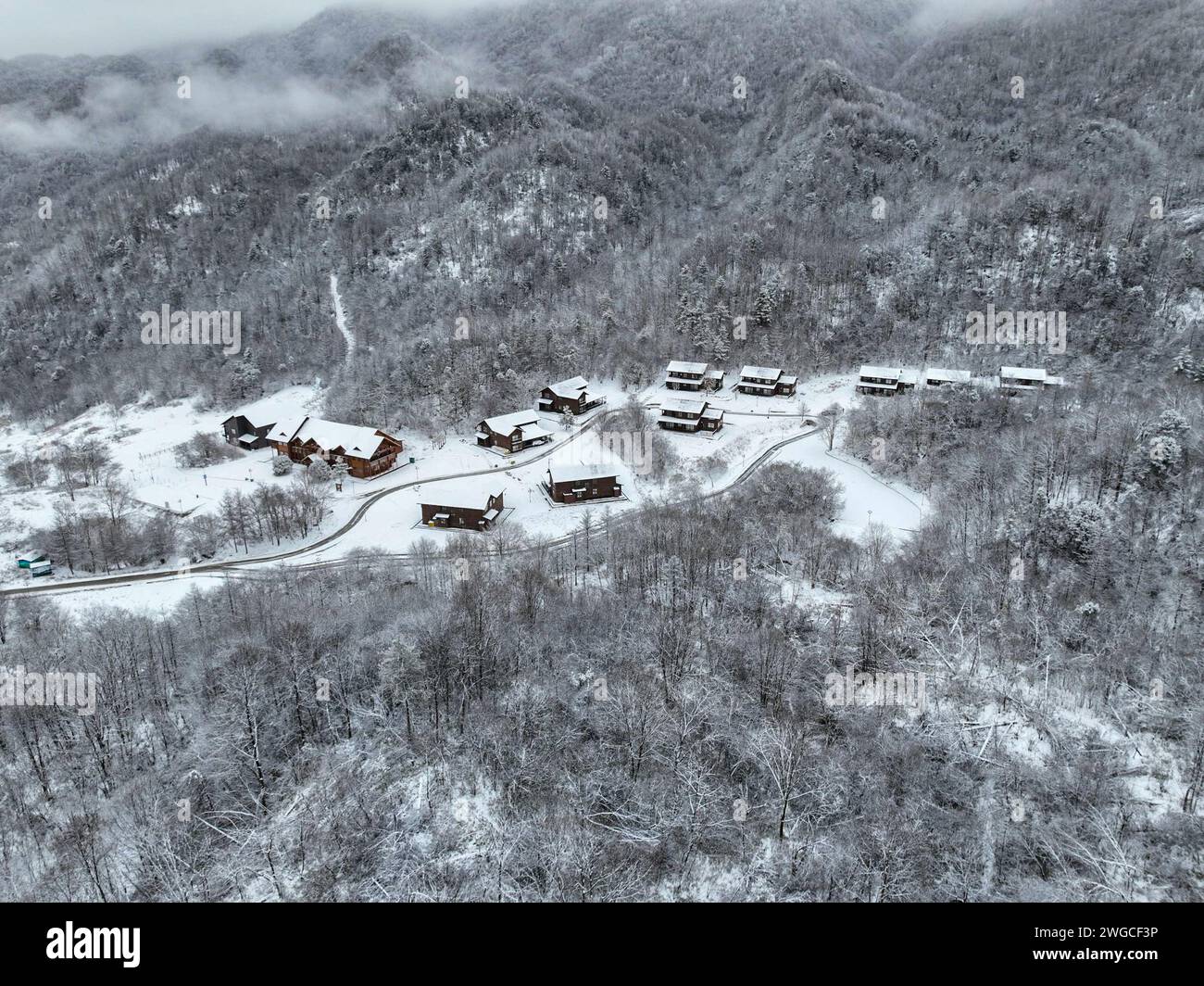 Chongqing. 3rd Feb, 2024. An aerial drone photo taken on Feb. 3, 2024 ...