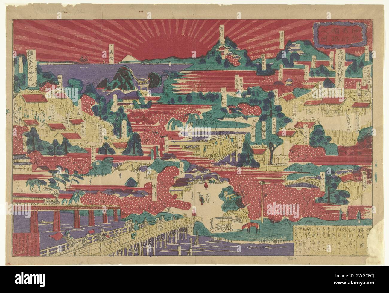 Road map for the famous places in Ise, Nishida Shinshichi, 1900 print ...
