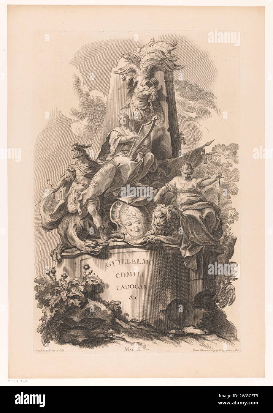 Allegory on William Cadogan, Nicolas Dorigny, After Carle van Loo, 1735 ...