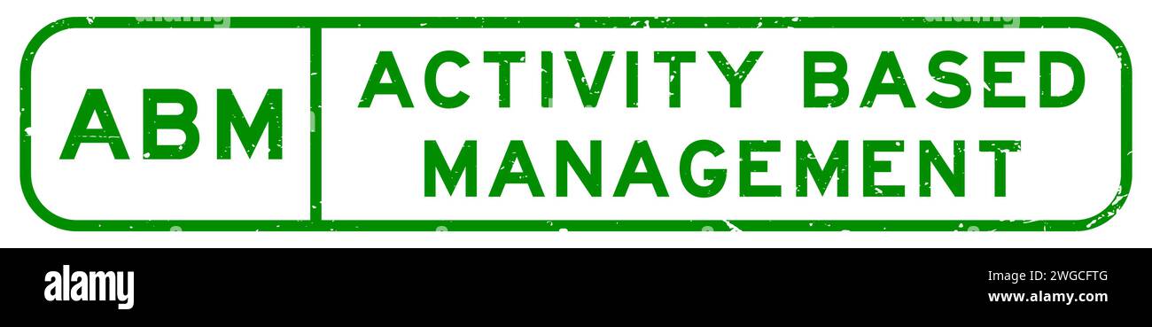 Grunge green ABM Activity Based Management word square rubber seal ...