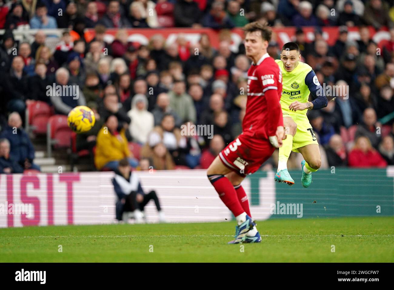 Sunderland's Nazariy Rusyn (right) scores their side's first goal of ...