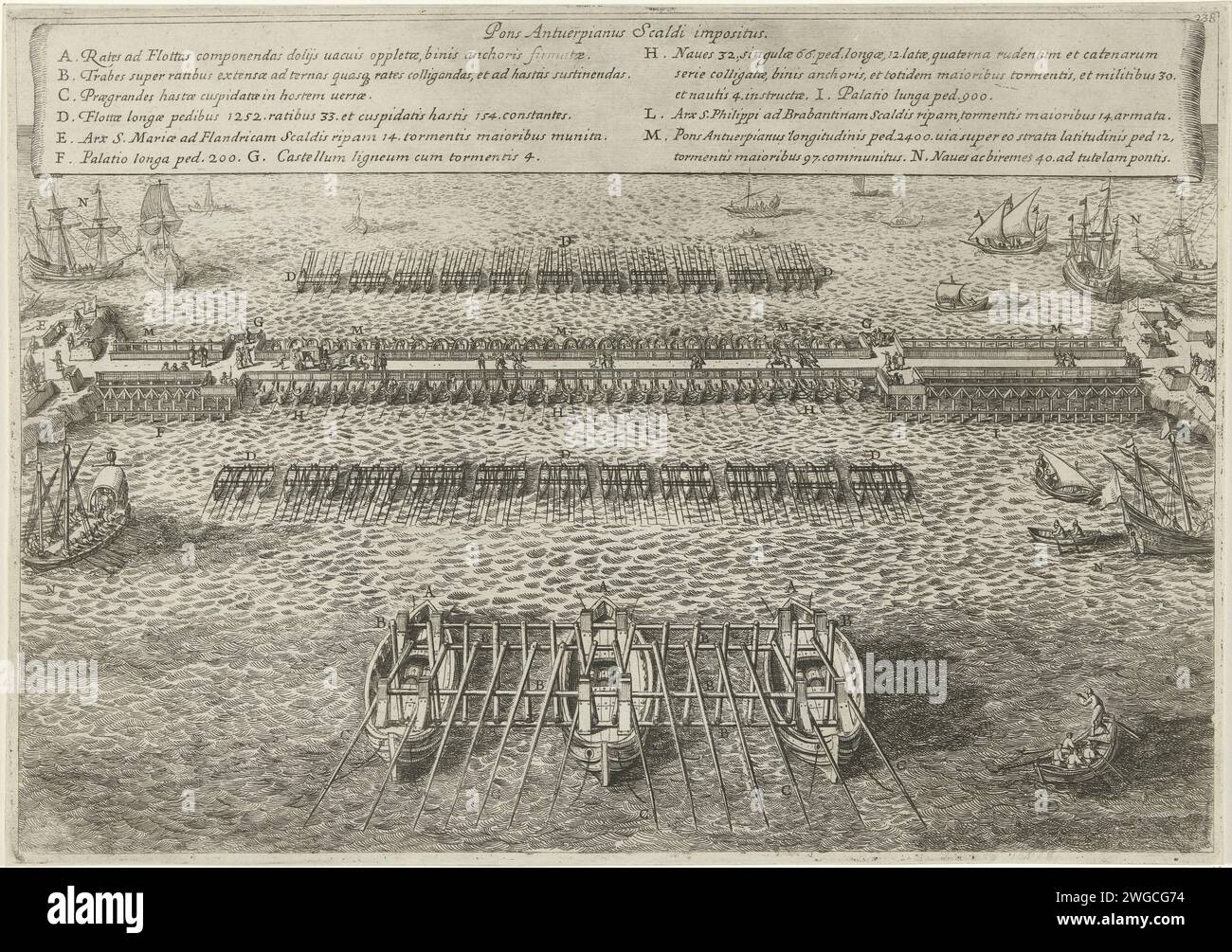 De Schipbrug laid out by the Duke of Parma, 1585, 1645 - 1647 print The ...