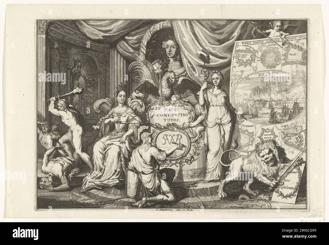 Allegory over the Allied victories in the year 1702, 1703 print ...