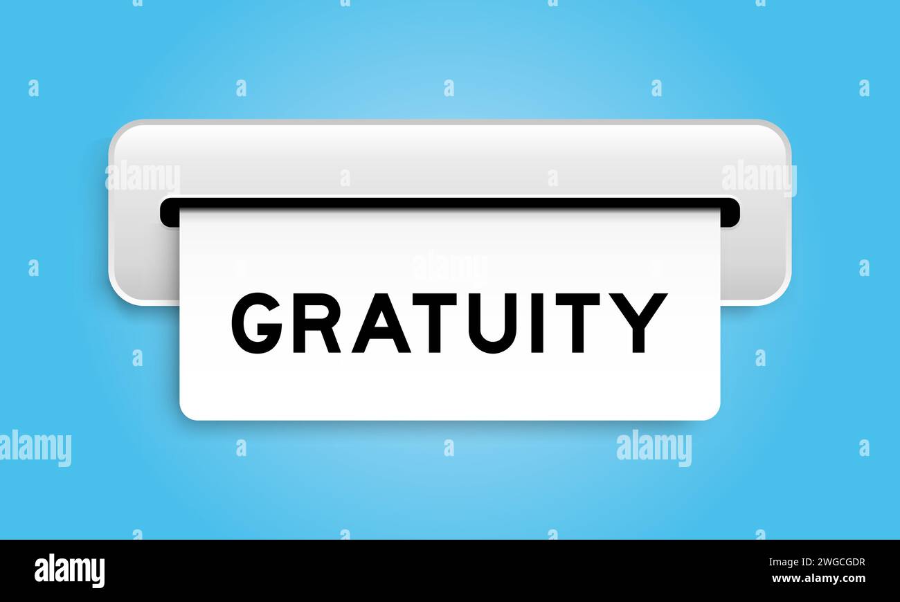 White coupon banner with word gratuity from machine on blue color ...