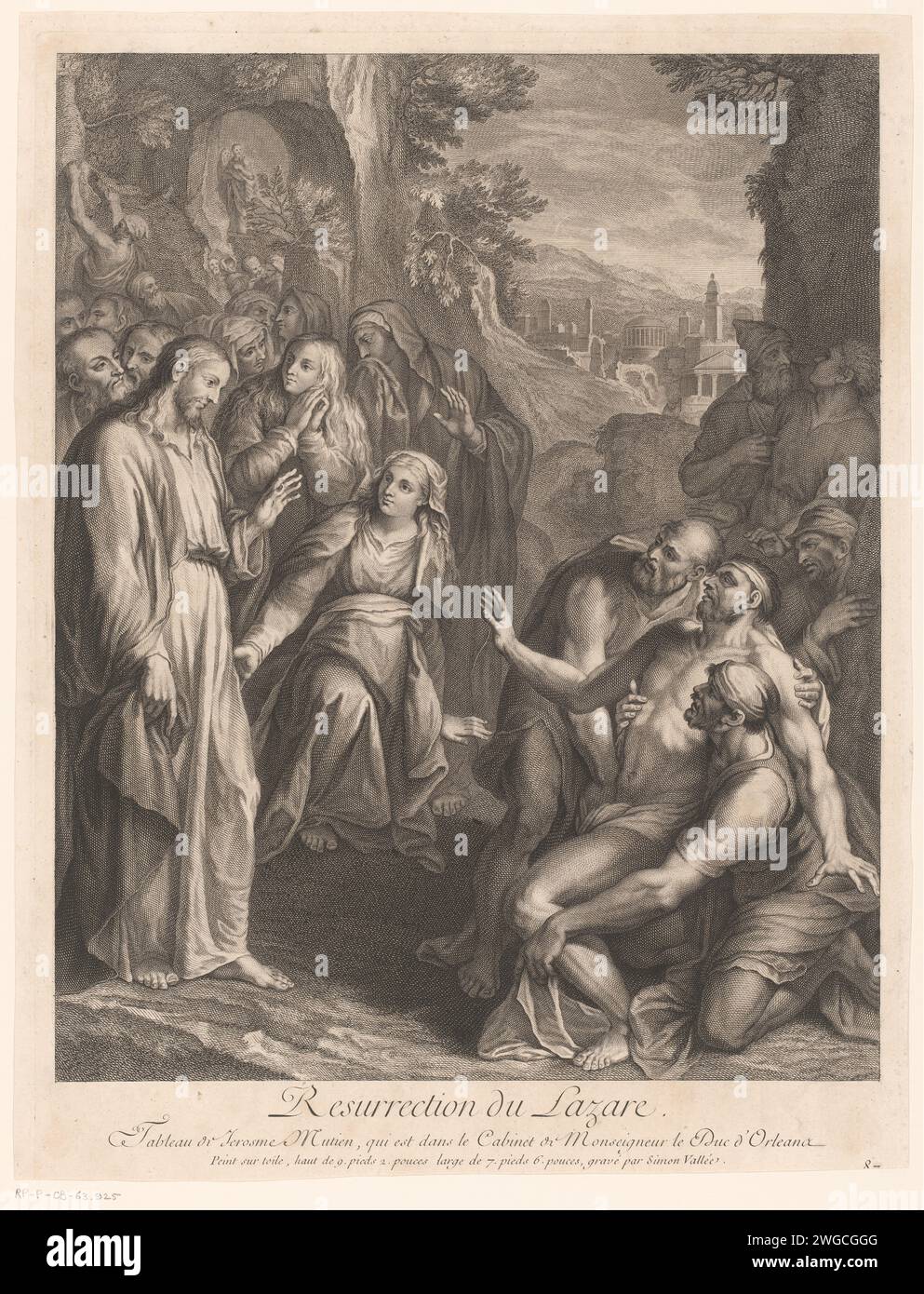 Opwekking by Lazarus, Simon de la Vallée, After Girolamo Muziano, 1690 ...