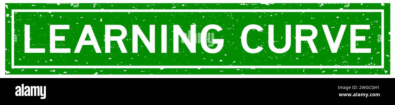 Grunge green learning curve word square rubber seal stamp on white ...