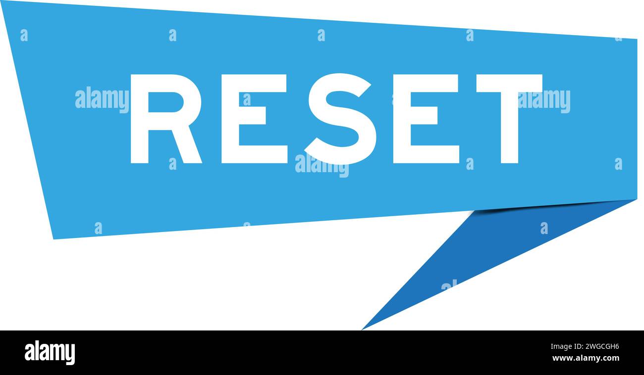 Blue color speech banner with word reset on white background Stock ...