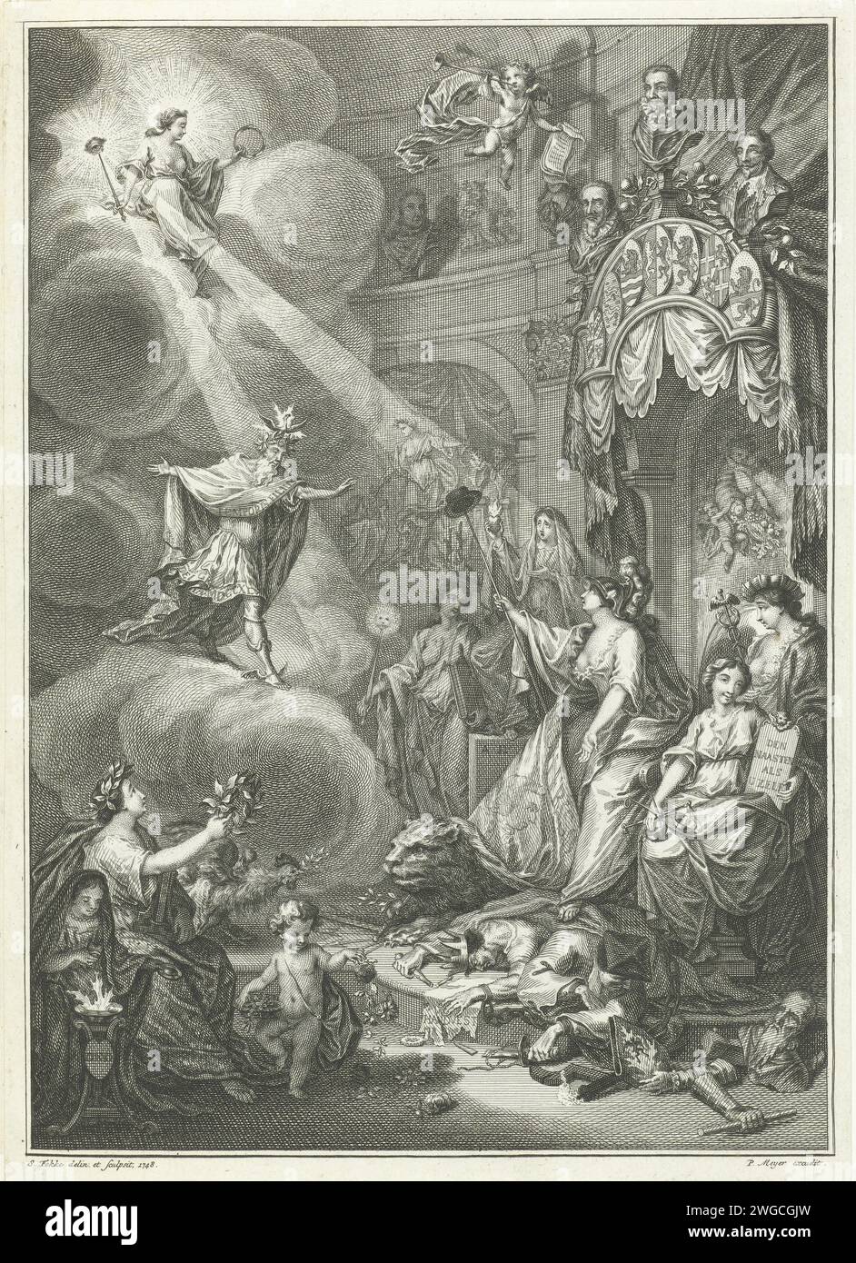 Allegory on the anniversary of Dutch Freedom, 1648-1748, 1748 print ...