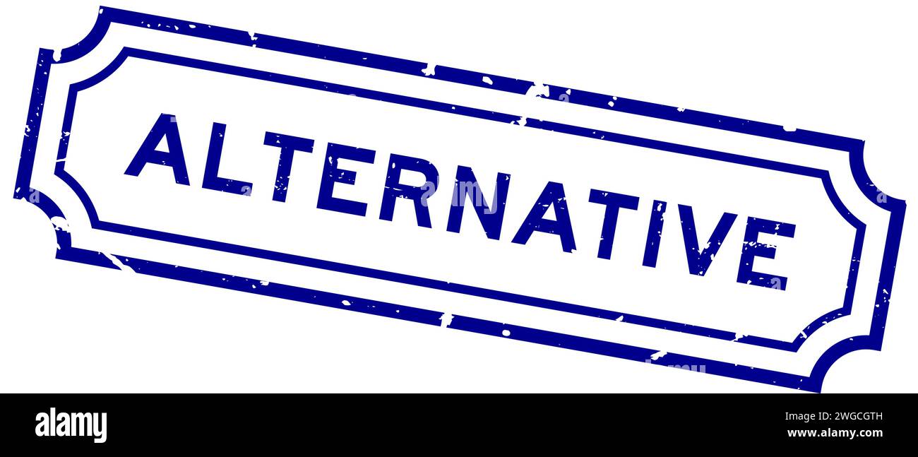 Grunge blue alternative word rubber seal stamp on white background ...