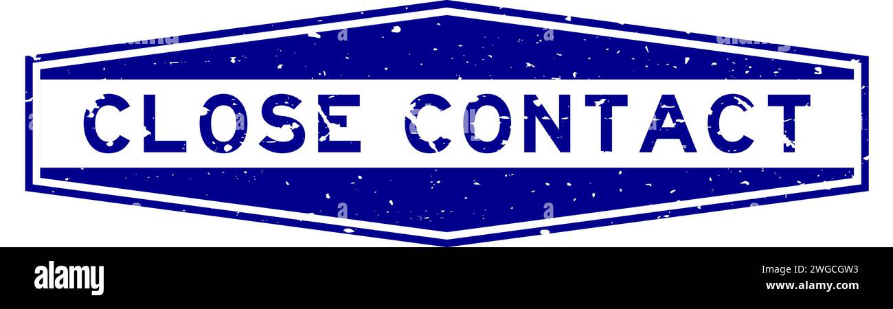 Grunge blue close contact word hexagon rubber seal stamp on white background Stock Vector Image ...