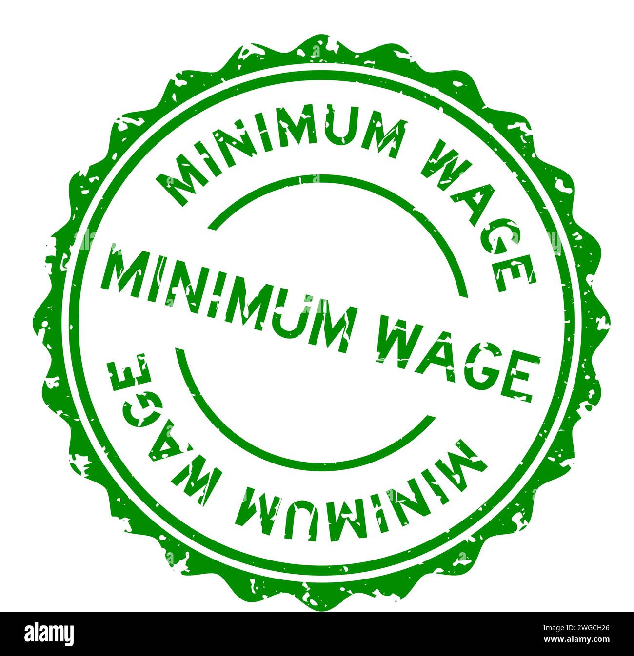 Grunge green minimum wage word round rubber seal stamp on white background Stock Vector Image ...