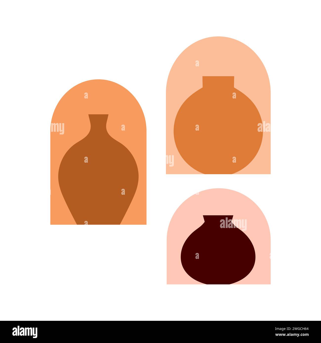 Decorative arabian clay pots. Ceramic vases on moroccan wall cartoon ...
