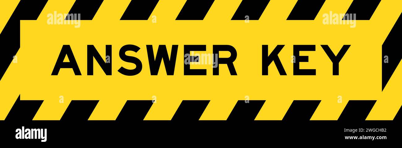 Yellow and black color with line striped label banner with word answer ...