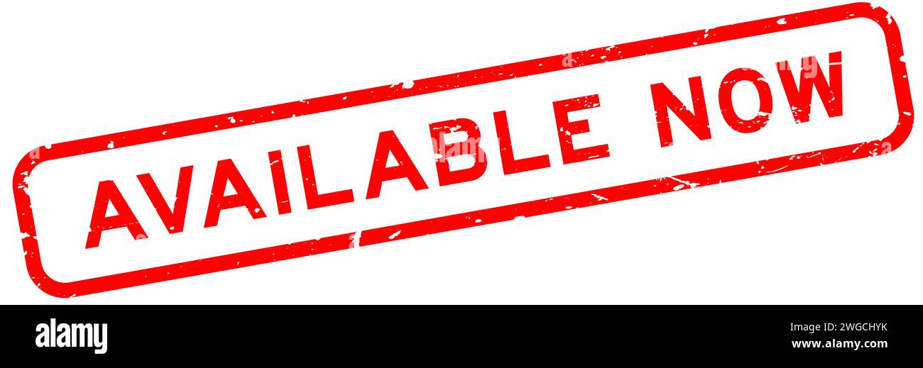 Grunge red available now word square rubber seal stamp on white background Stock Vector Image ...
