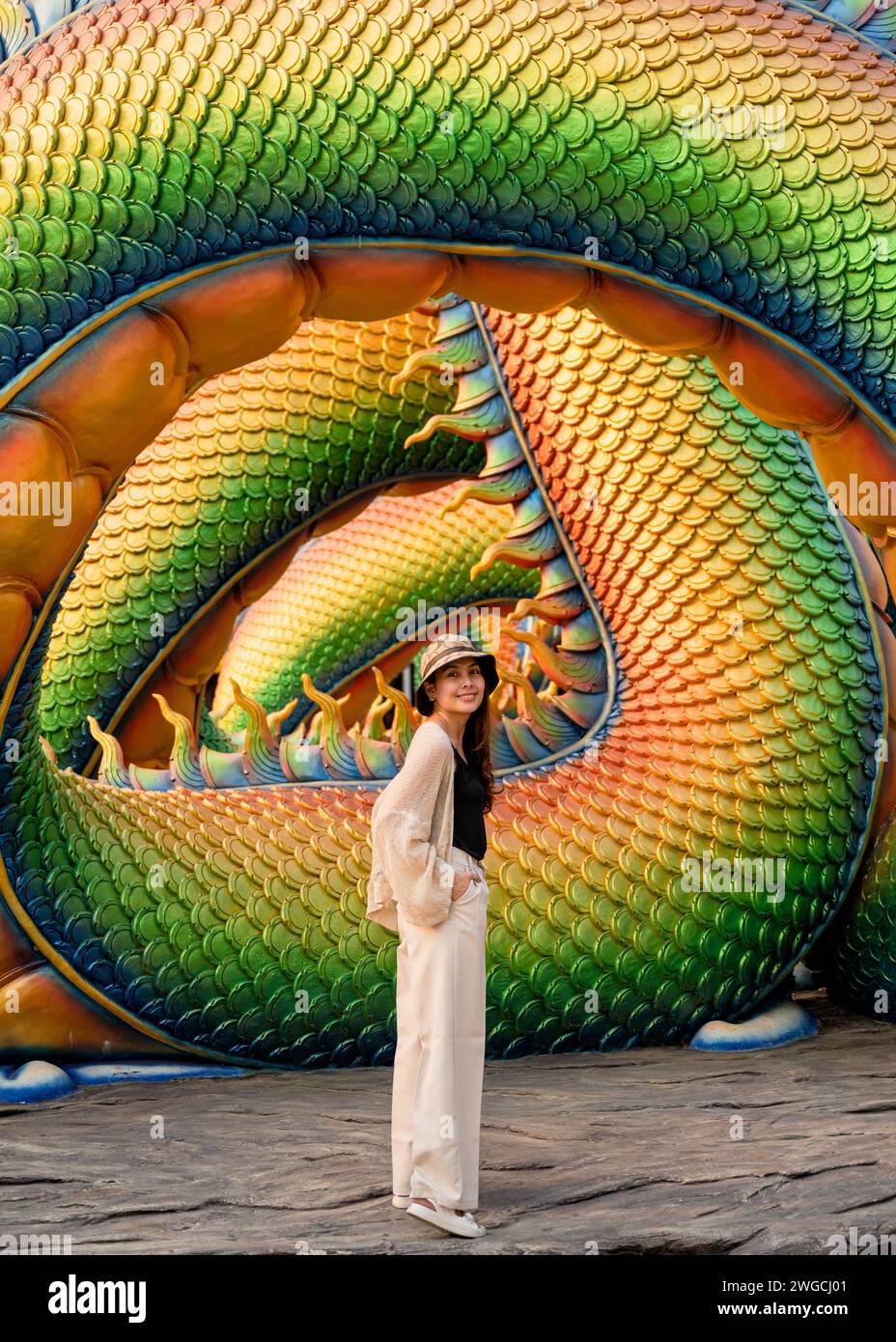 Young asian female tourist standing and posing for a photo with the ...