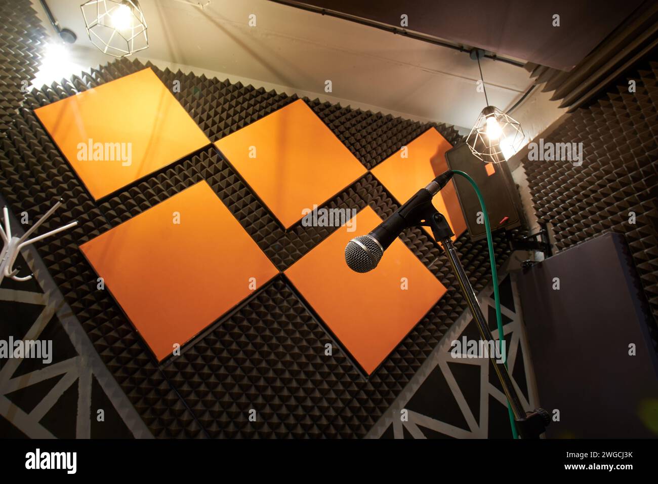 Interior of a recording studio, vocal training class and rehearsal ...