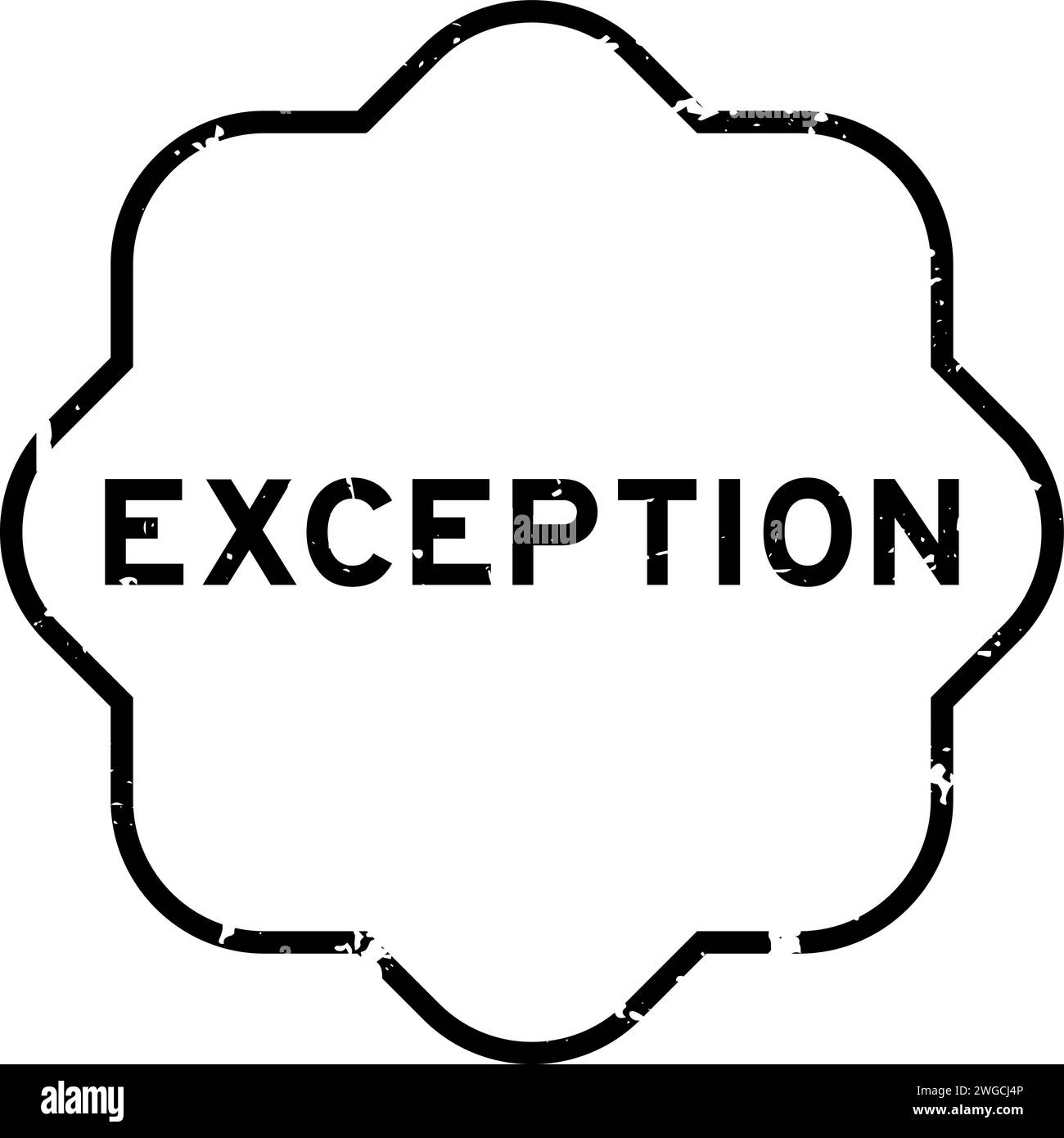 Grunge black exception word rubber seal stamp on white background Stock ...