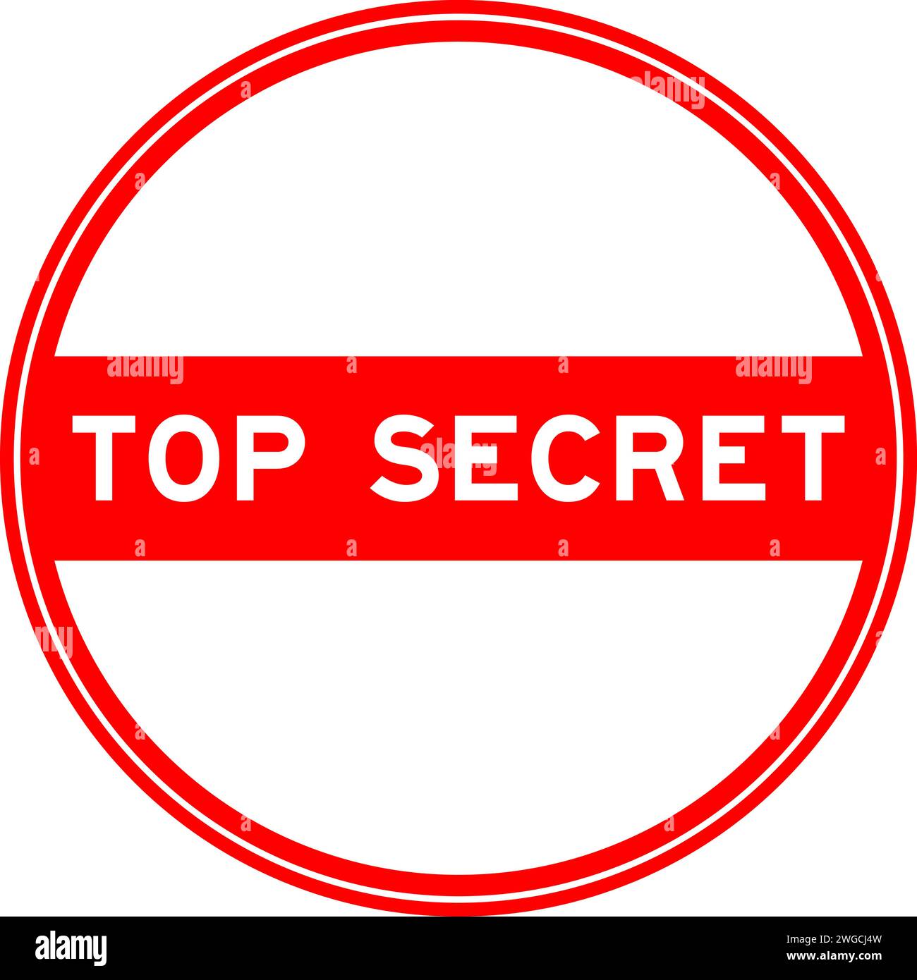 Red color round seal sticker in word top secret on white background ...