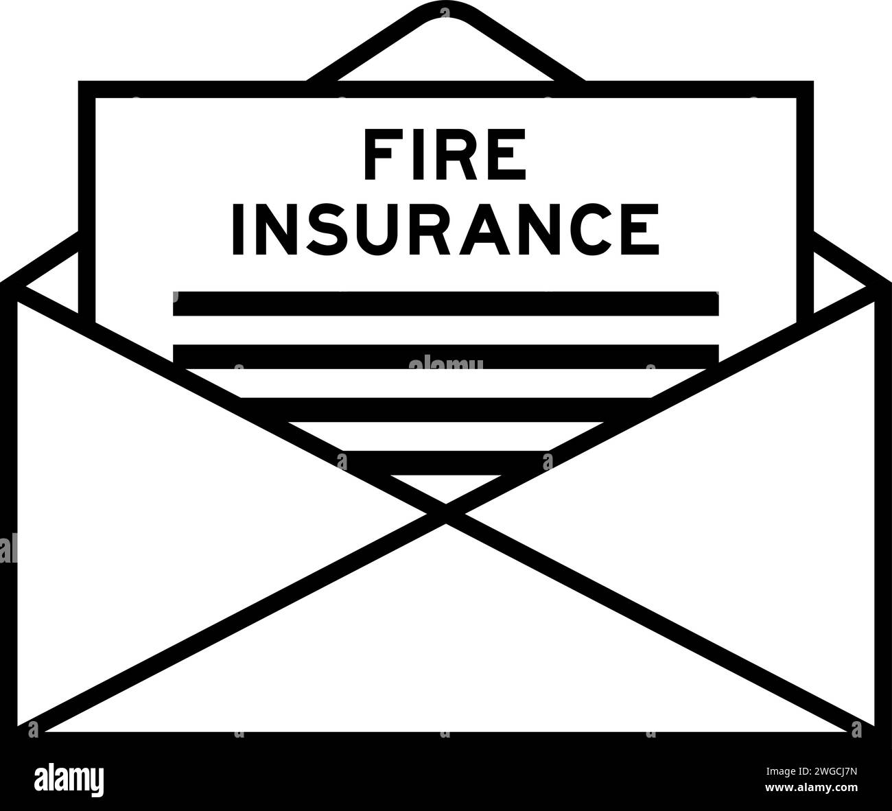 Envelope and letter sign with word fire insurance as the headline Stock ...