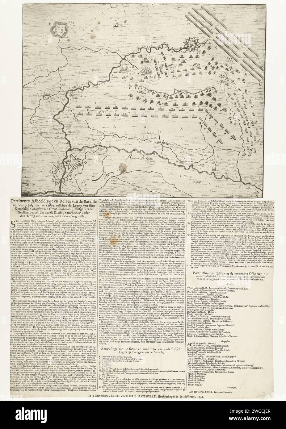 Map of the Battle of Landen, 1693, 1693 print Map of the battlefield ...
