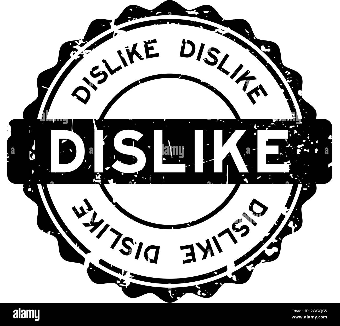 Grunge black dislike word round rubber seal stamp on white background ...