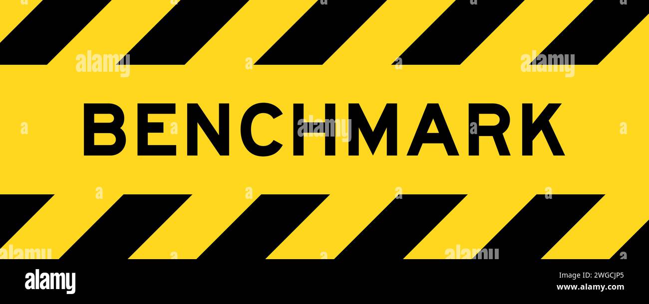 Yellow and black color with line striped label banner with word ...