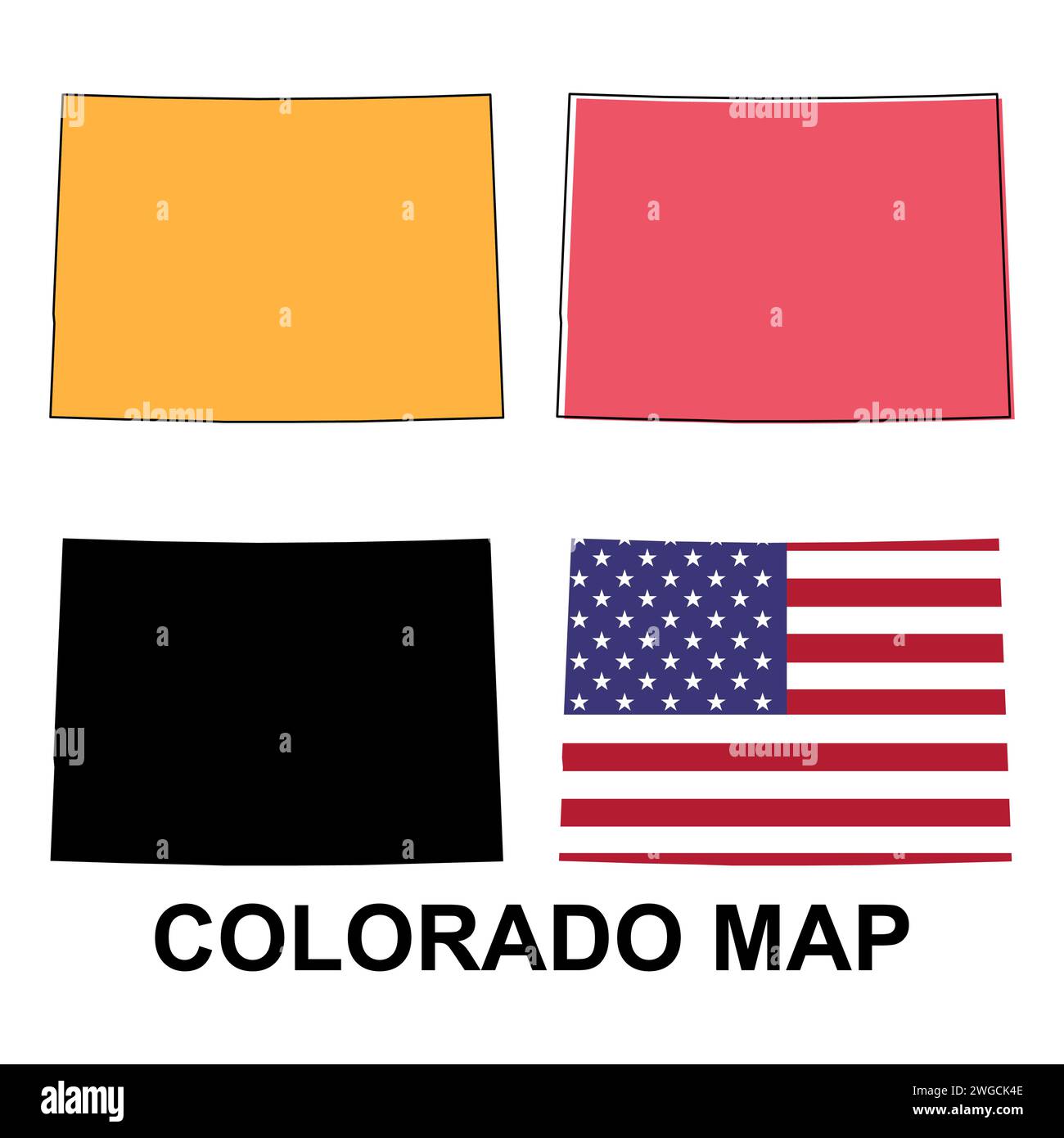 Set of Colorado map, united states of america. Flat concept icon symbol ...