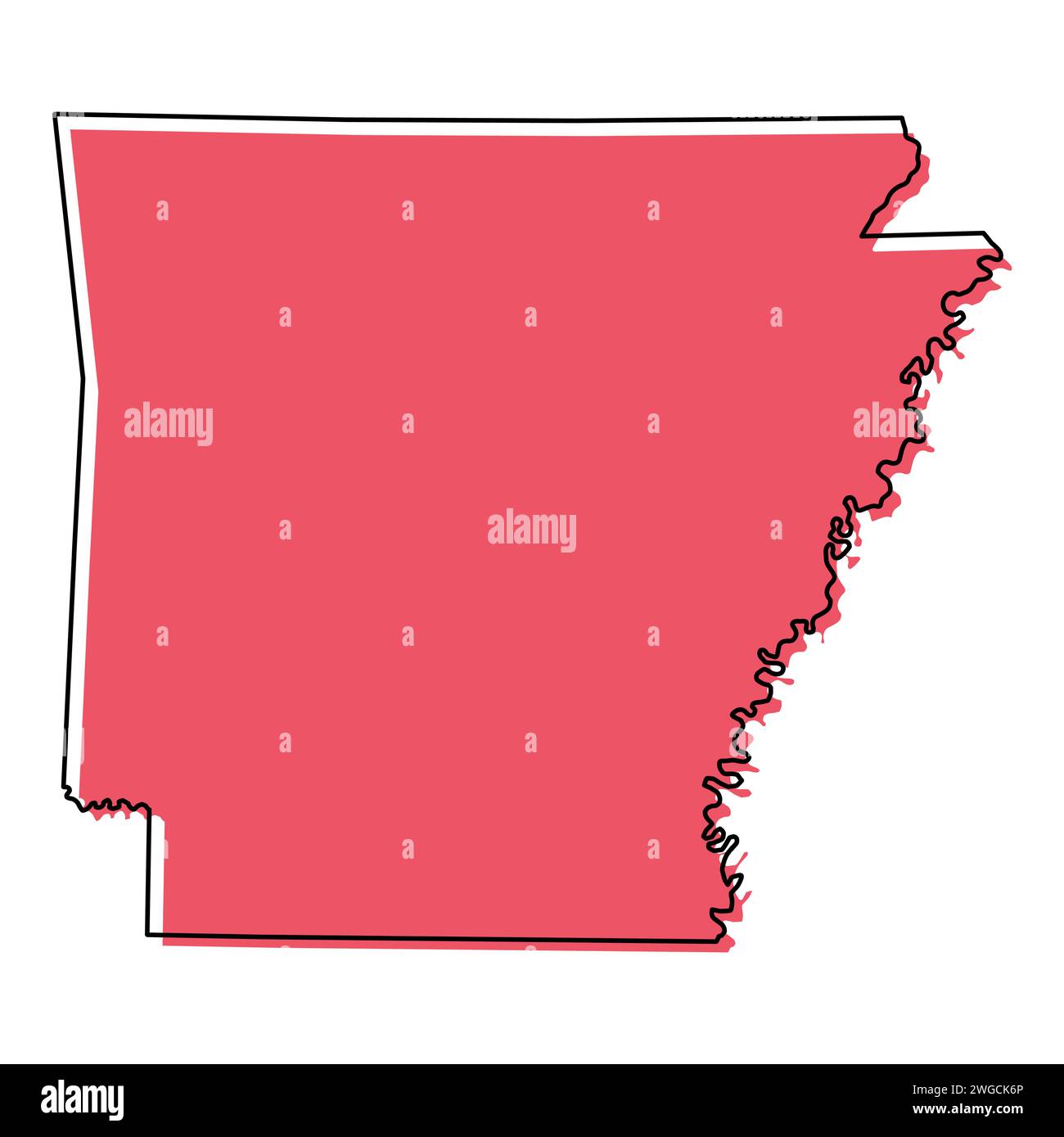Arkansas map shape, united states of america. Flat concept icon symbol ...
