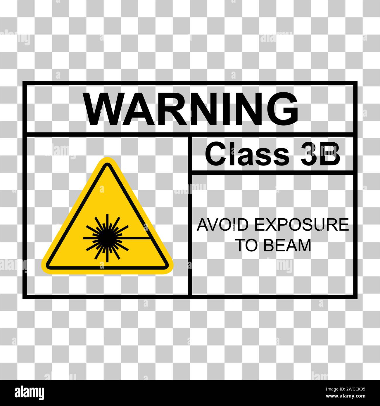 Laser radiation danger class 3B label icon, safety information symbol ...