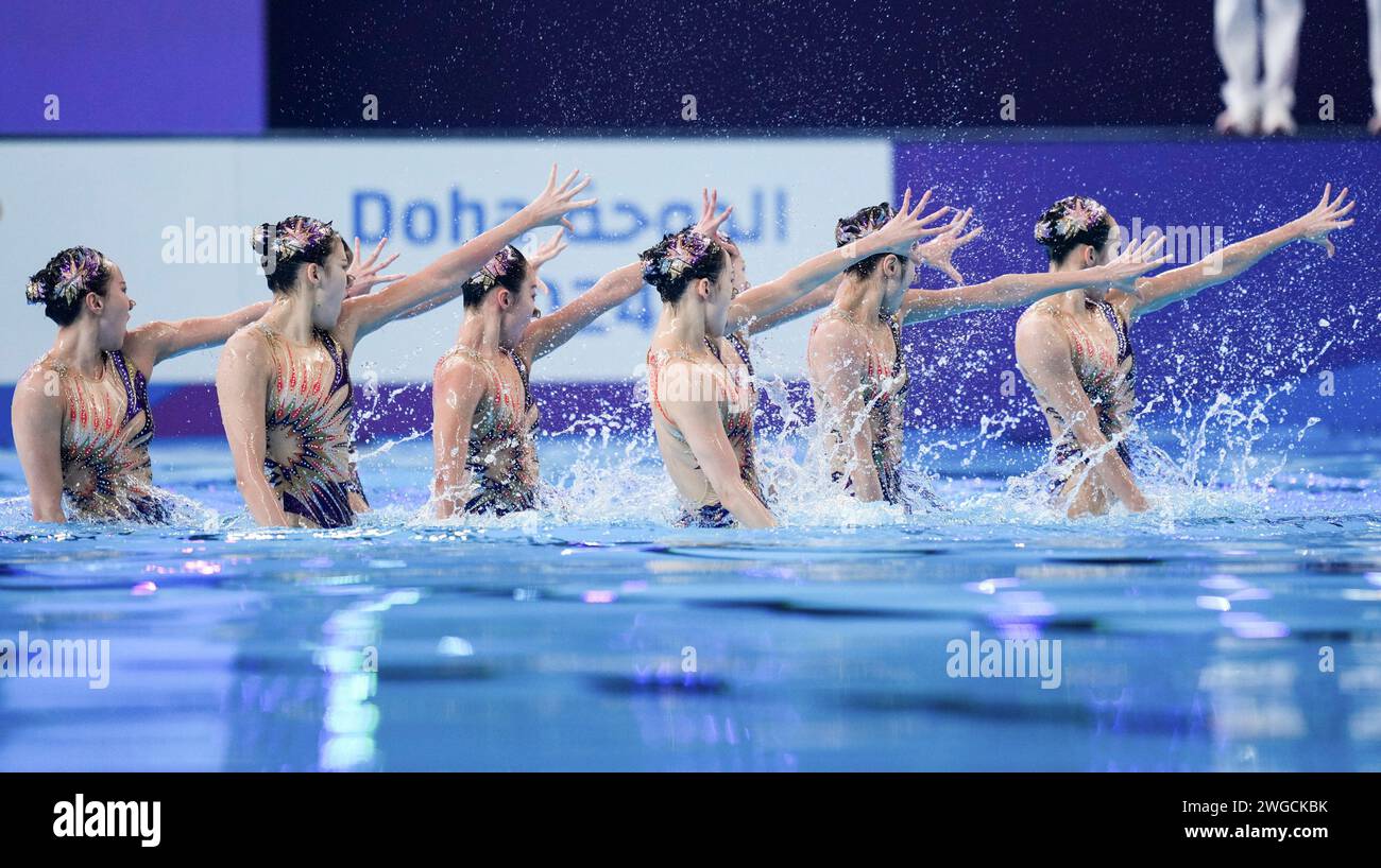 Doha, Qatar. 4th Feb, 2024. Team China perform during the team ...