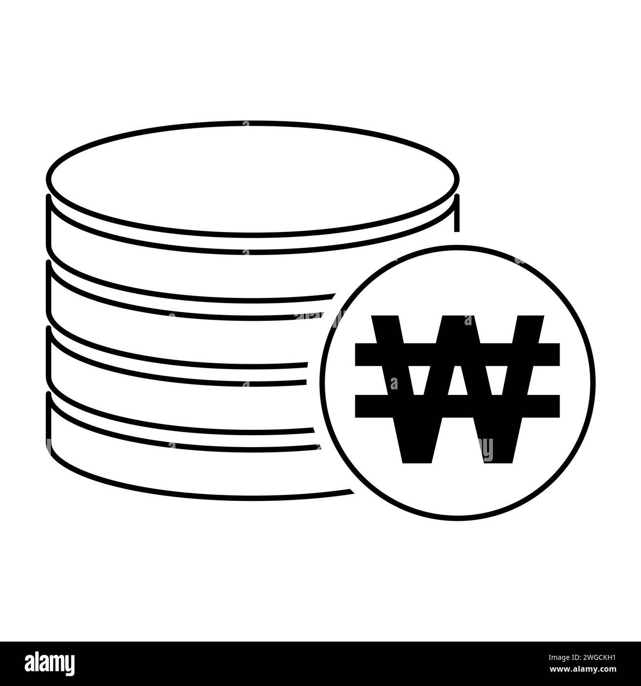 Won stack coin, flat icon money design, cash sign vector illustration ...