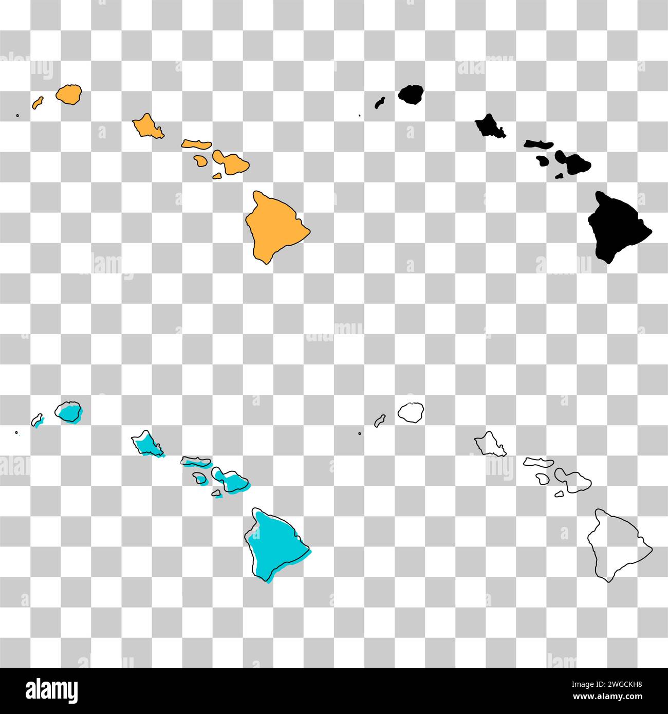 Set of Hawaii map, united states of america. Flat concept icon symbol ...