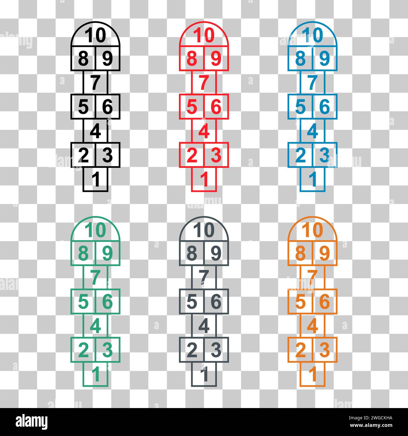 Set of Hopscotch outdoor icon, fun play jump active game kid, street ...