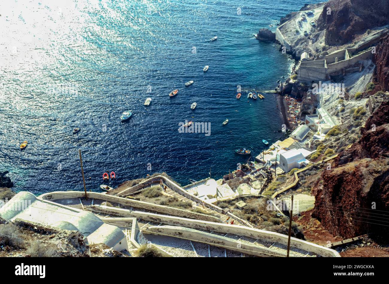 Karavolades Stairs, Fira, Santorini , Aegean Sea, Cyclades, Greece ...