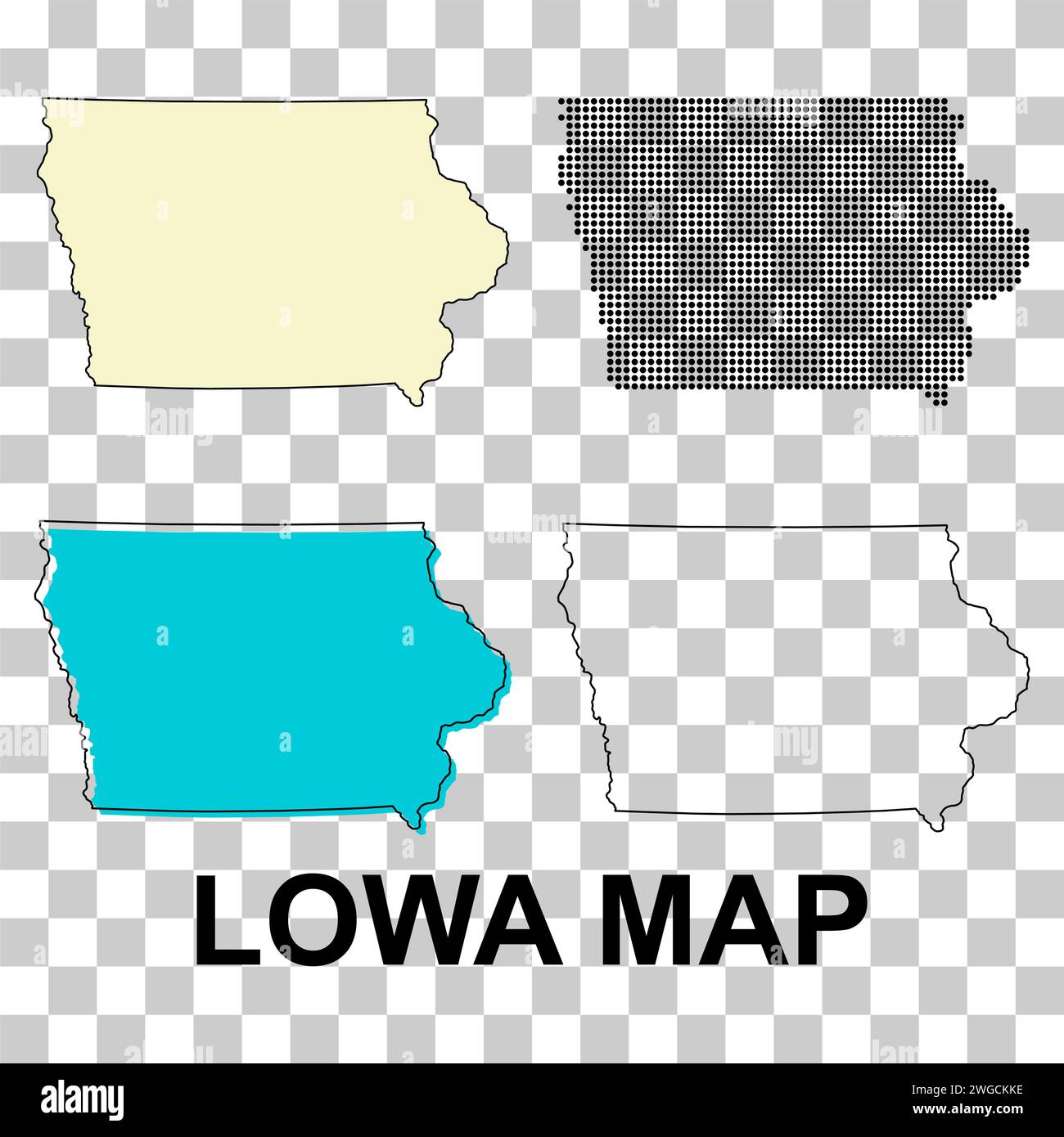 Set of Iowa map, united states of america. Flat concept icon vector ...