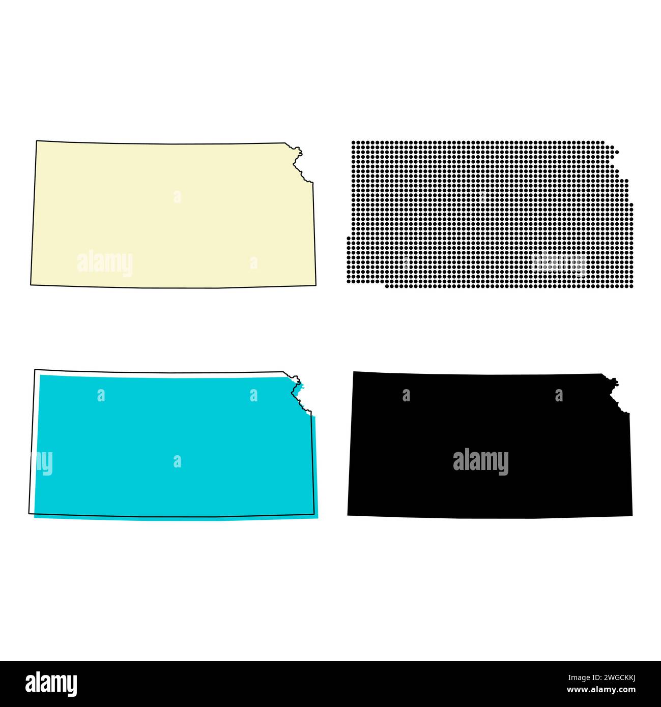 Set of Kansas map, united states of america. Flat concept icon vector ...