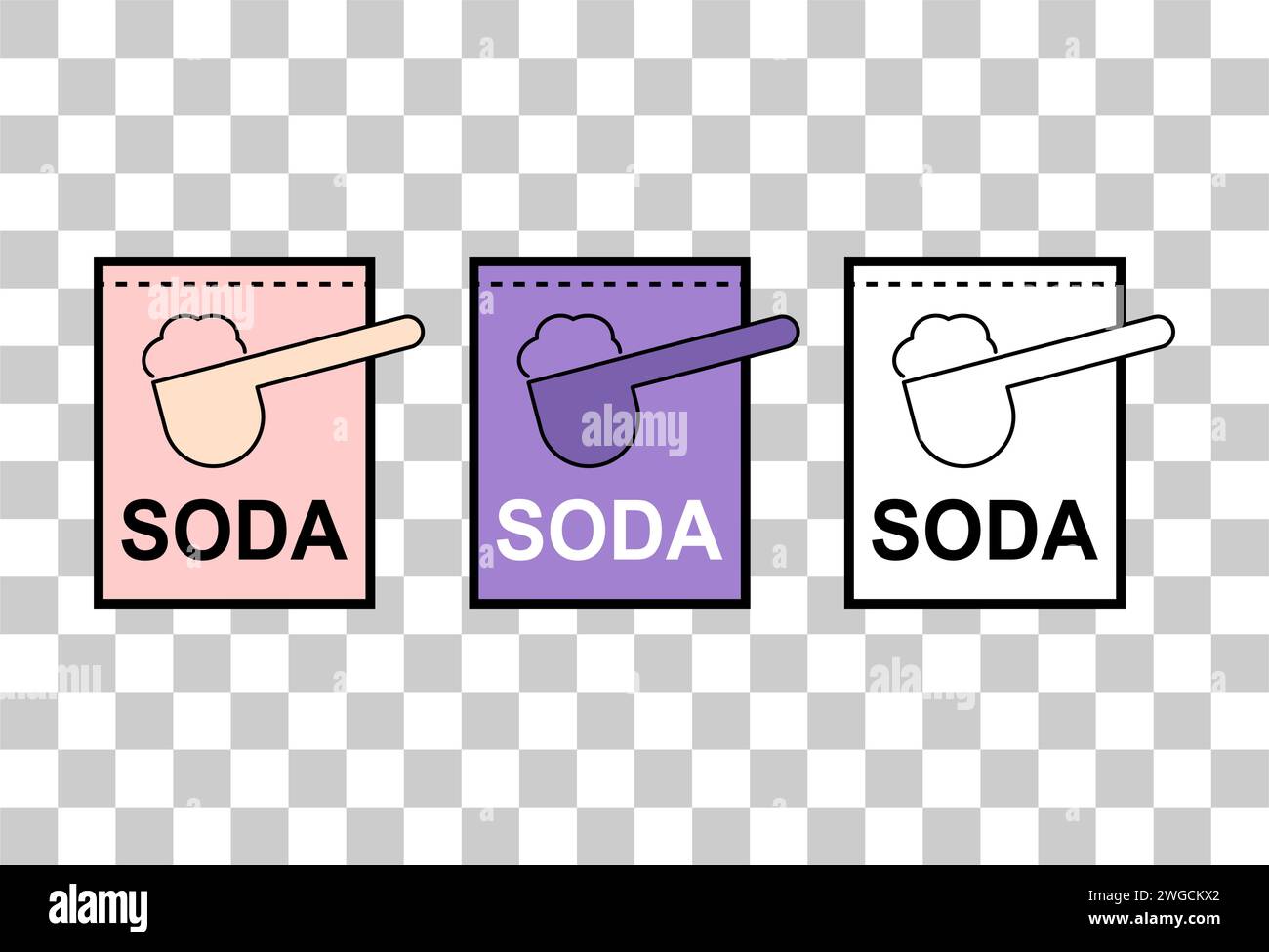 Set of Baking soda ingredient icon, cook design symbol, bakery product ...