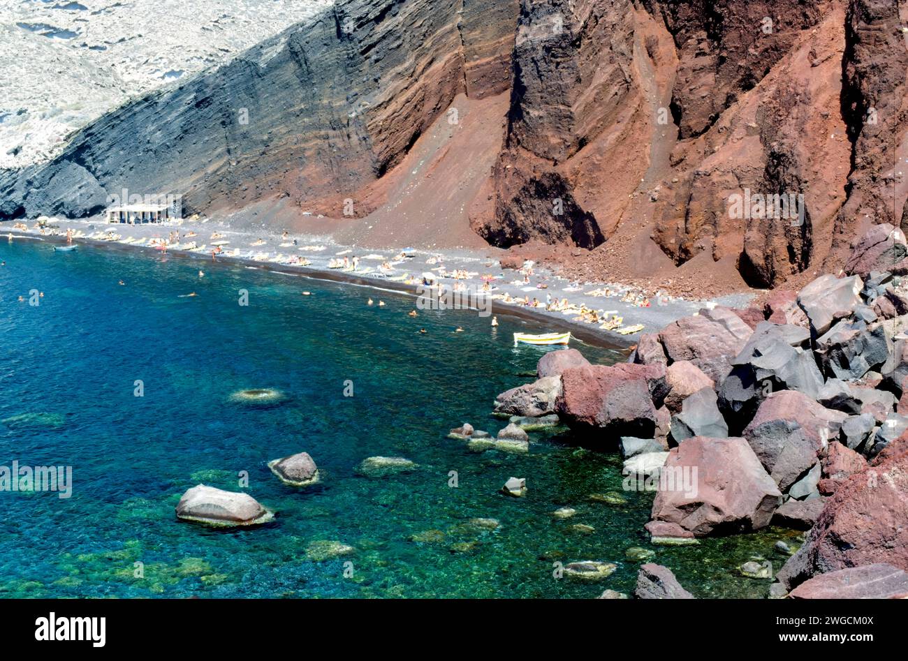 Red Beach in Akrotiri, Santorini , Aegean Sea, Cyclades, Greece, 1990 ...