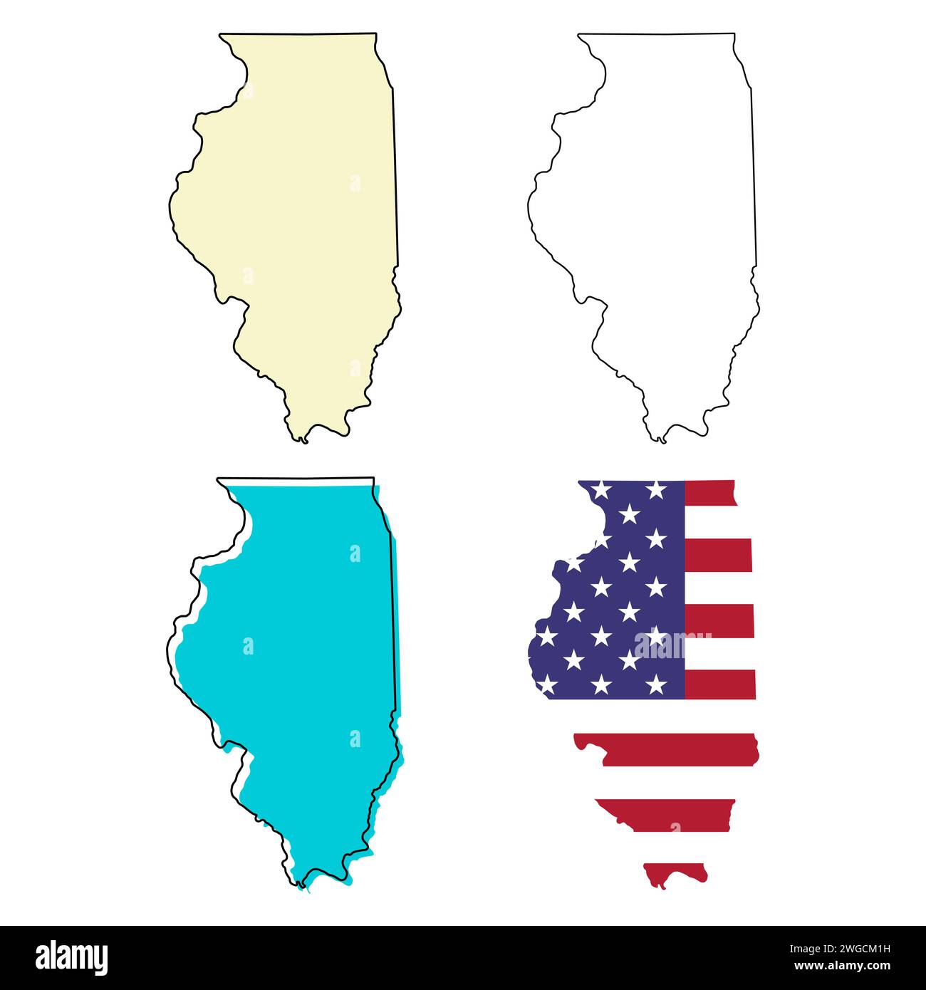 Illinois county map vector vectors Cut Out Stock Images & Pictures - Alamy