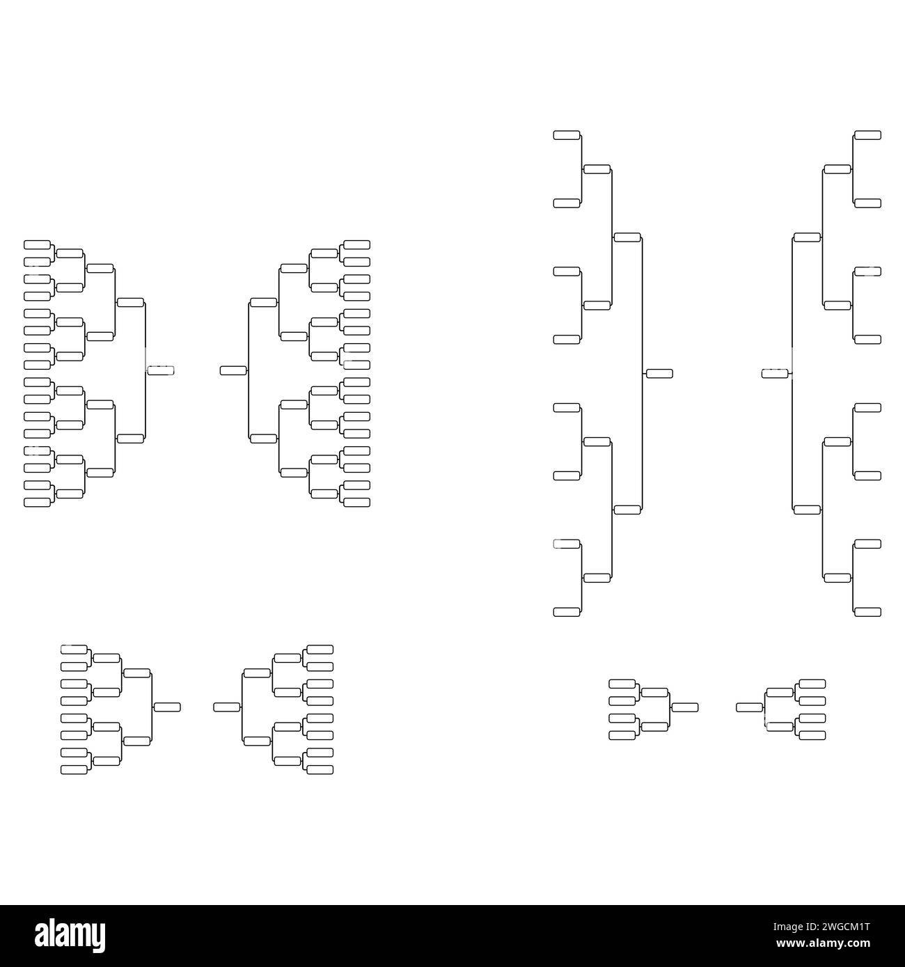 Set of Bracket sport tournament, blank elimination event sign, playoff ...